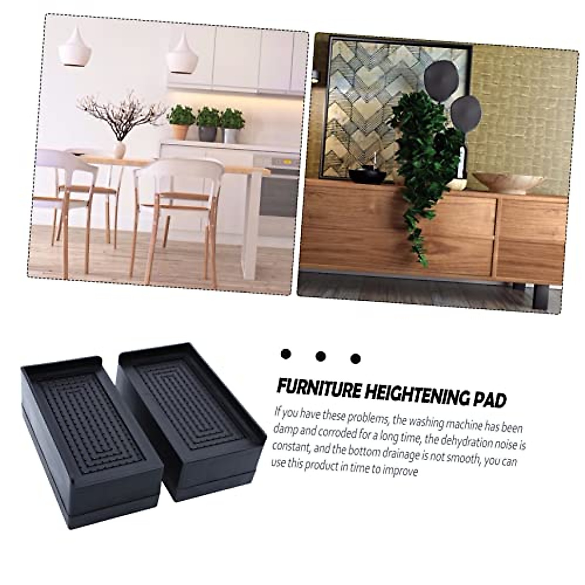 Angoily 2pcs Furniture Heightening Pads Floor Sofa Black Furniture Home Furniture Chair Foot Riser Pad Floor Drying Fan Washing Machine Foot Riser Pad Non-Skid Fridge Mats Fridge Foot Mats
