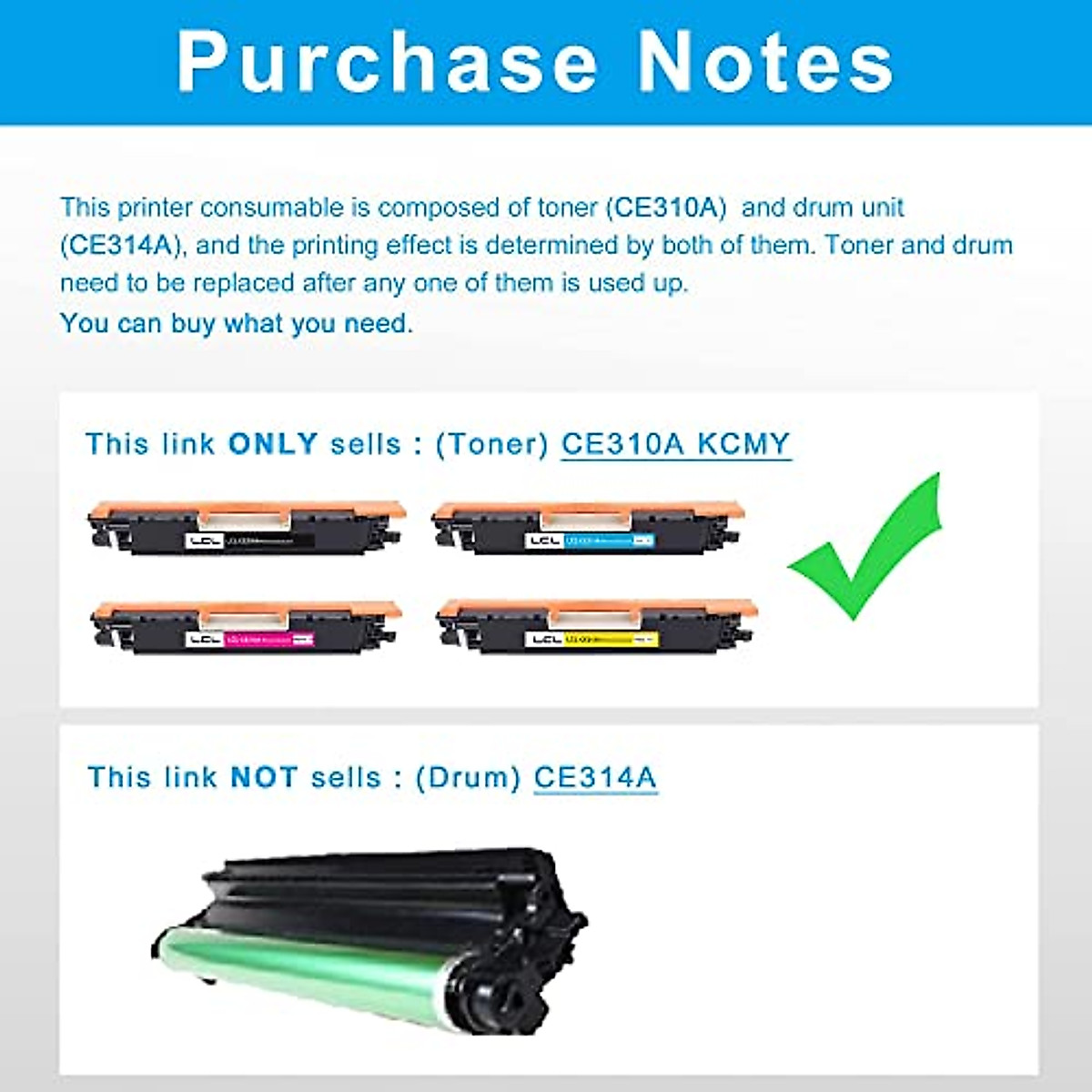 LCL Remanufactured Toner Cartridge Replacement for HP 126A CE310A CE311A CE312A CE313A CF341A Laserjet Pro CP1020 CP1025 CP1025nw Laserjet 100 Color MFP M175 M175nw (4-Pack Black Cyan Magenta Yellow)