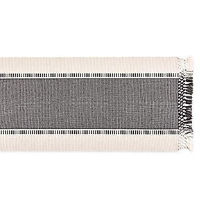 DII Dobby Stripe Woven Table Runner, 13x108 (13x113.5, Fringe Included), Mineral Gray