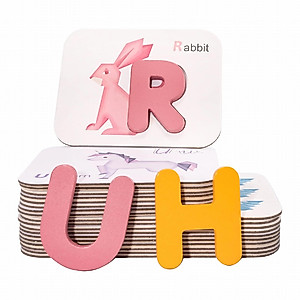 XJYQJD Number Alphabet Flash Cards for Toddlers 3-5 Years, Montessori Alphabet Learning Toys Puzzle ABC Flash Cards Sight Words Games Wooden Letters Matching Animal Flashcards for Toddlers 2-4 Years