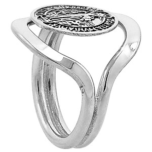 Sterling Silver St Benedict Ring for Women Wire Wrapped Handmade 3/4 inch long, size 8