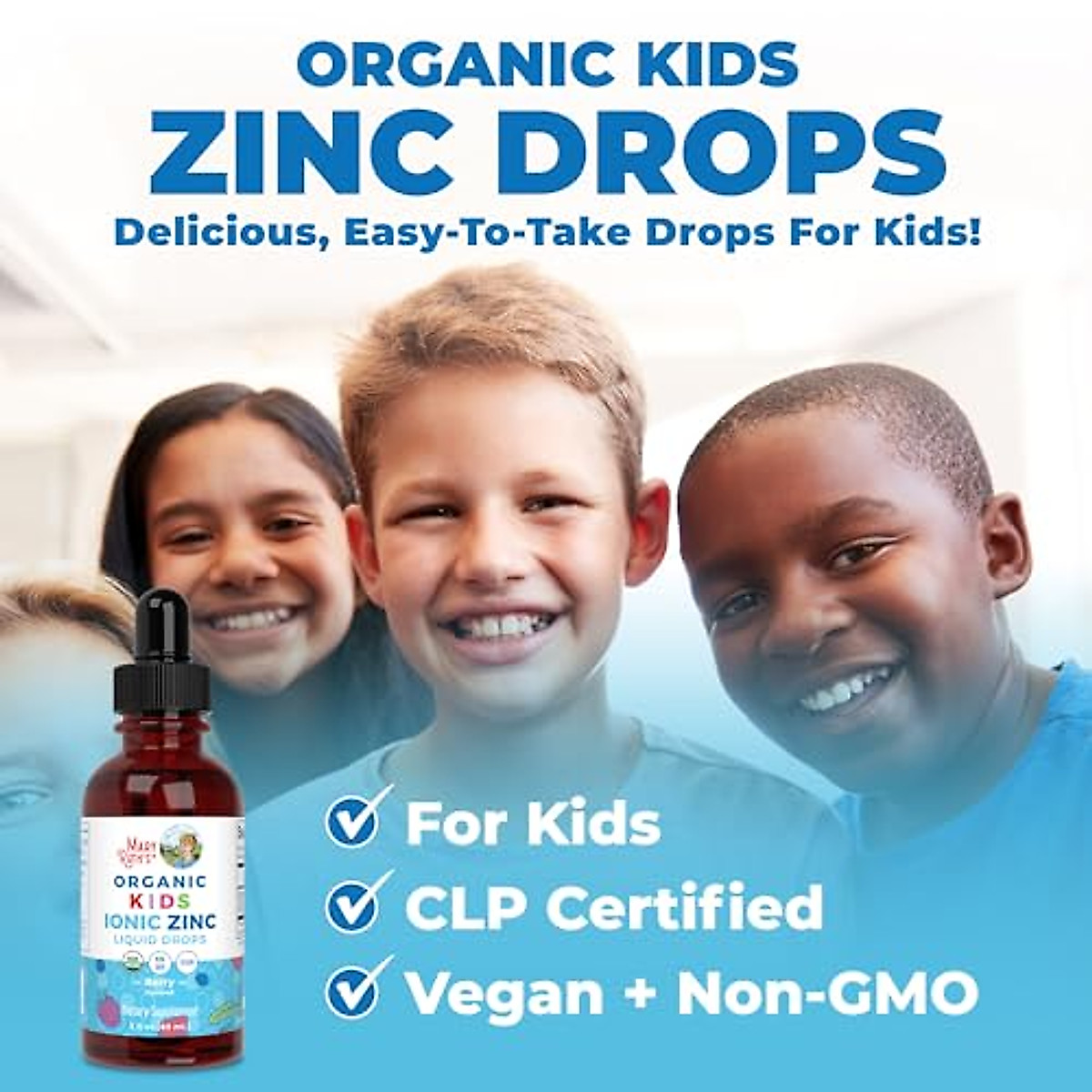 MaryRuth Organics Zinc Supplements for Immune Support, Liquid Zinc Supplement, Immune Support Supplement for Kids, Ages 4-13, Zinc Sulfate, Vegan, USDA Organic, Glycerin Based, 2 Fl Oz