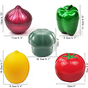 Fruit and Vegetable Storage Containers Reusable SiliconeRefrigerator Box Storage Bowls Saver Holder Keeper for Green pepper, onion, Tomato, Lemon, and Broccoli ，Refrigerator Vegetable Crisper 5Pieces