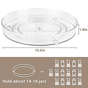 Empaxum 2 Pack Lazy Susan Cabinet Organizer 10.6" Clear Plastic Turntable Organizer Rotating Spice Rack Kitchen Storage Cosmetic Makeup Organizers for Pantry, Countertop, Fridge, Vanity, Bathroom