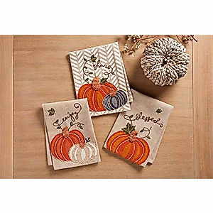 Mud Pie Blessed EMB Pumpkin Towel, 21" x 14"