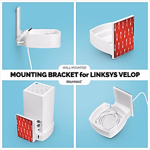 Screwless Wall Mount for Linksys Velop Home WiFi Mesh Holder, No Tools Required, Easy to Install, No Mess, Strong VHB Adheasive Mount, White by Brainwavz