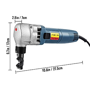 VEVOR Electric Metal Nibbler 380W Nibbler Metal Cutter 1800RPM High Speed Rotor 0.07in/1.8mm Thickness Metal Nibbler 220V w Replaced Blades Storage Case for Cutting Stainless Steel, Aluminium, Plastic