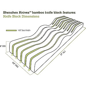 Shenzhen Knives Large In-Drawer Knife Block: 11 Slot (Holds 10-12 Knives) Empty Bamboo Wooden Knife Holder for Kitchen Drawers