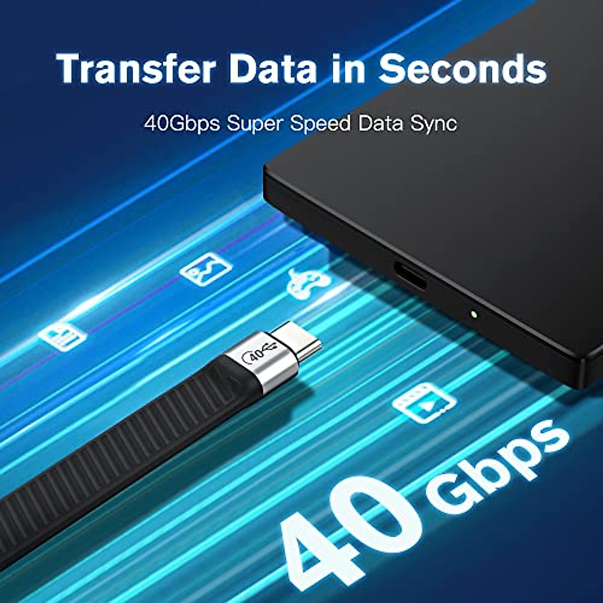 LamToon 40Gbps USB4 Compatible with Thunderbolt 4 Cable, 100W Charging,40Gbps Data Sync, Short USB C Cable Supports 8K Display, Compatible with Thunderbolt 3 and USB C 3.1 for External SSD,Hub,Docking