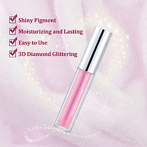 Rosarden Long-Lasting Shiny Liquid Lipstick, Diamond Shimmer Metallic Lip Gloss, Waterproof, Moisturizing, Popular Shiny Lip Gloss for Face & Eyes Makeup
