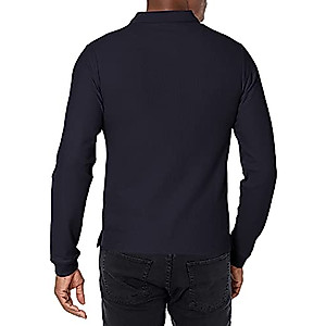 IZOD mens Long Sleeve Pique polo shirts, Navy, 38-39 US