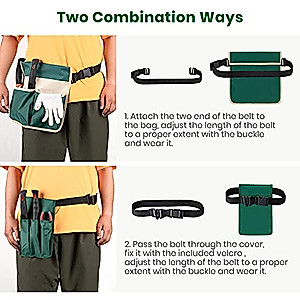 COSYLAND Garden Kneeler and Seat Foldable Soft Gardening Stool with Bonus EVA Kneeling Pad, 2 Pouches, Detachable Belt, Kneeler for Gardening Foldable Portable