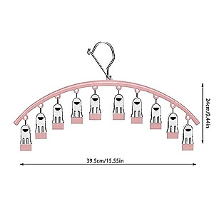 PMUYBHF 2pcs Stainless Steel Laundry Drying Rack Clothes Hanger with 10 Clips Windproof for Drying Socks, Bras, Cloth Diapers, Towel, Underwear, Scarf, Hat, Pants and Gloves (A)