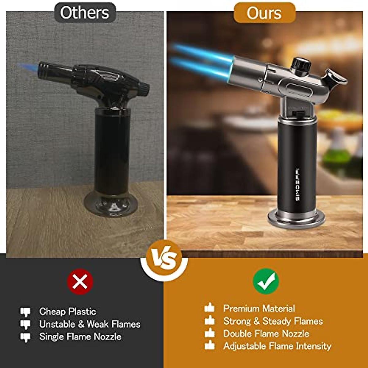 Cocktail Smoker Kit with Torch, Old Fashioned Smoker Kit for Bourbon Whiskey Drink, with 4 Different Flavor Wood Smoker Chips, Vodka/Gin/Tequila/Rum Liquor Gifts for Whiskey Lovers, Father(No Butane)