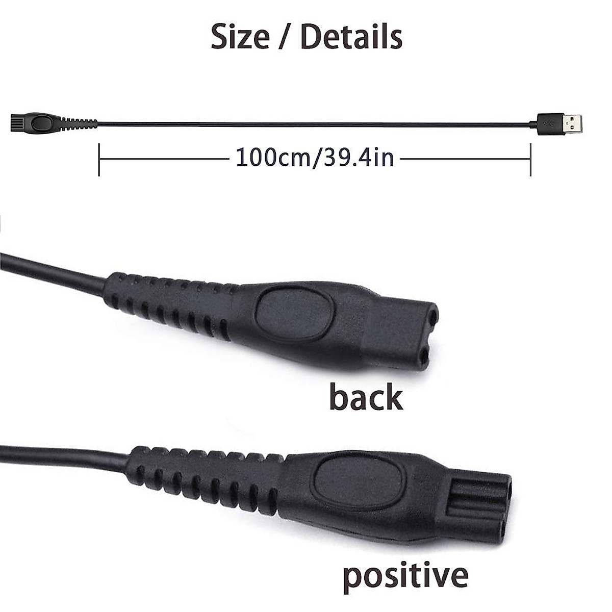 INVODA Shaver Power Cord for Norelco QP2520 Shaver Replacement Charger One blade QP2520 / 90 QP2520 / 72 QP2520 / 70 A00390 Electric Trimmer and Shaver Charging Cable