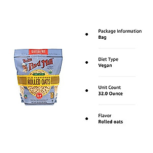 Bob's Red Mill Gluten Free Organic Old Fashioned Rolled Oats, 2 Pound (Pack of 1)