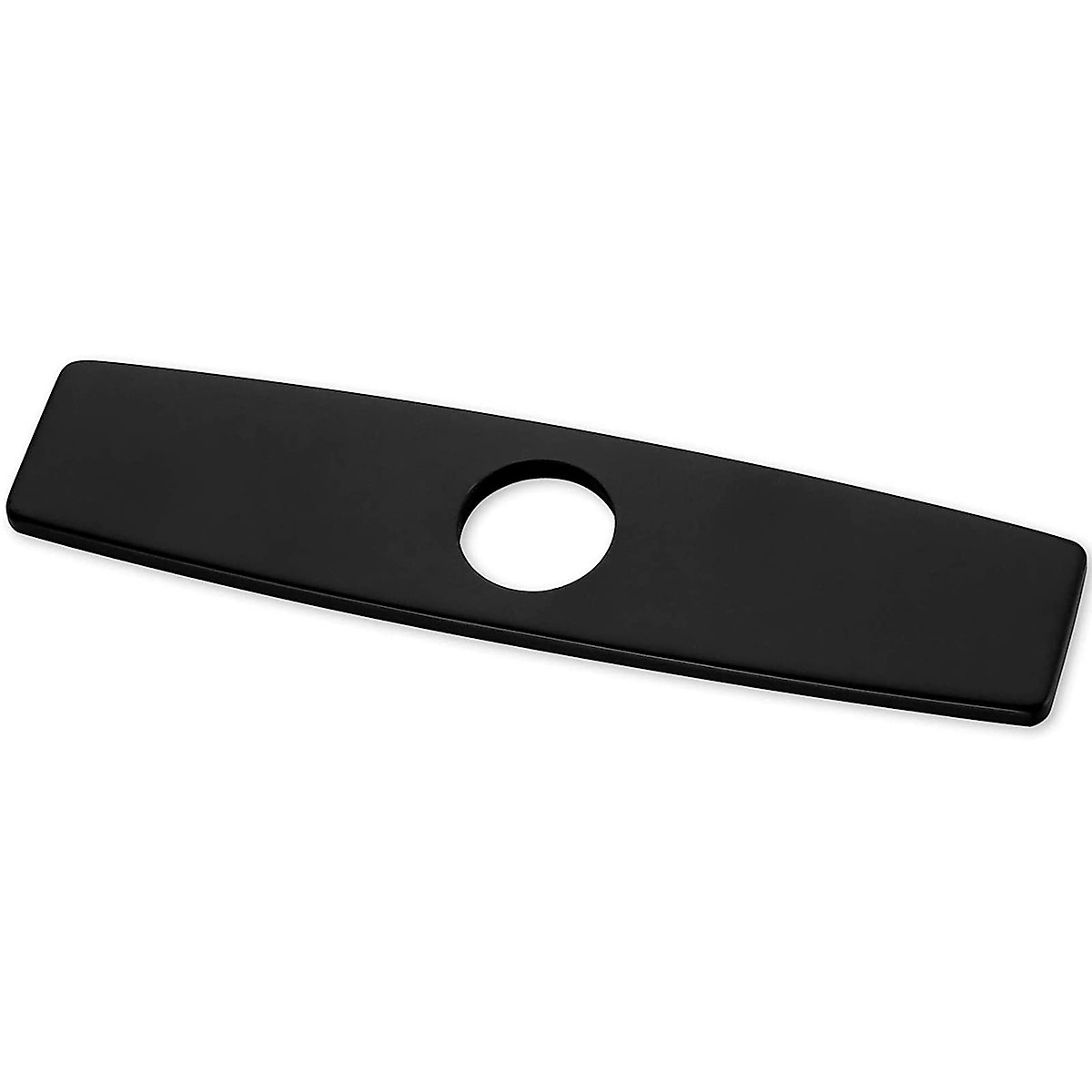 Wovier Faucet Plate,Matte Black Sink Hole Cover Plate,10" Rectangle Escutcheon Plate 304 Circular Stainless Steel Deck Plate for 1 or 3 Hole Bathroom or Kitchen Sink Faucet Mixer Tap