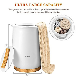 Keenray Bucket Style Towel Warmers, Luxury Bucket Towel Warmer, Large Towel Warmer for Bathroom, Auto Shut Off, Fits Up to Two 40"X70" Oversized Towels, Bathrobes, Blankets, PJ's and More, Grey, CL1