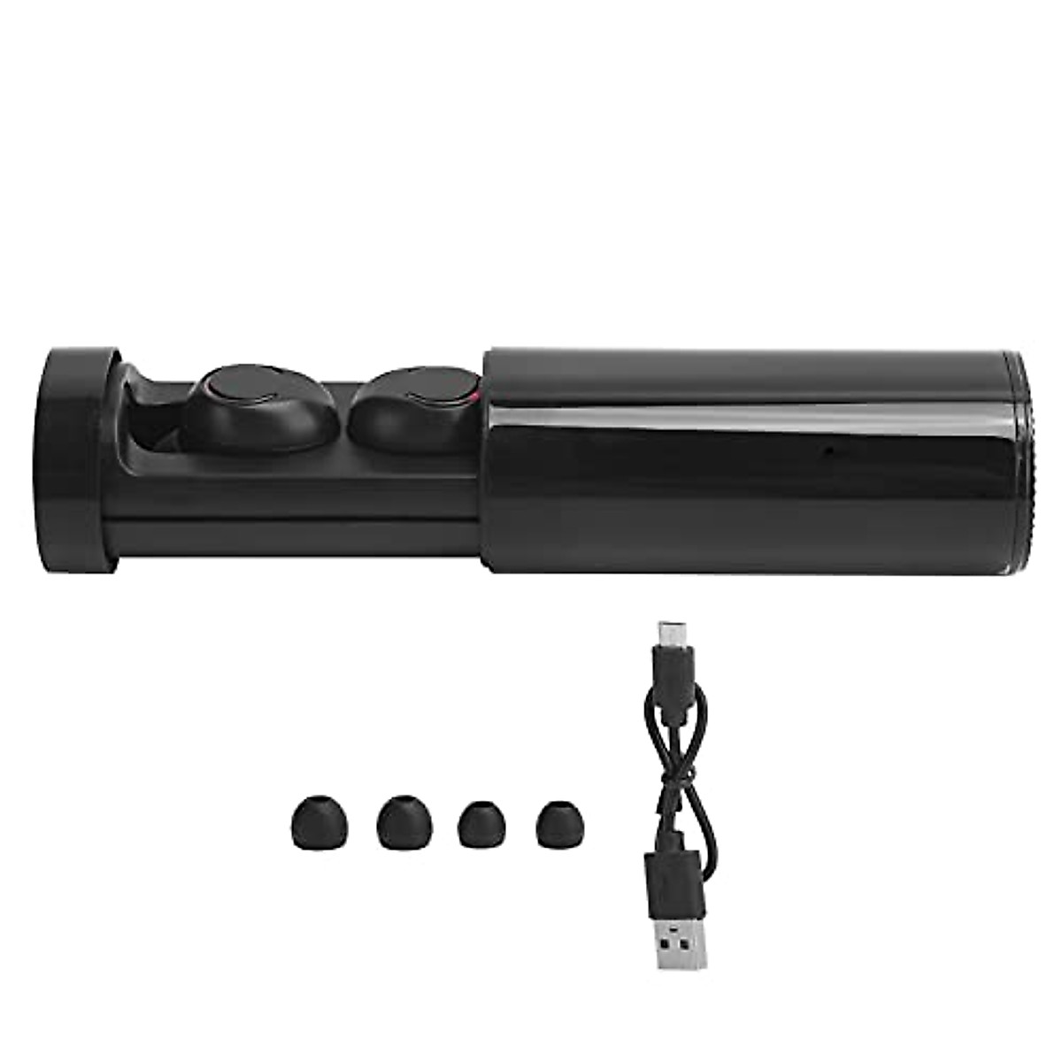 Wireless Headset, Dual Ear Mini Sports Stereo Bluetooth Earphone, Automatic Power-On Pairing, Compatible with Mobile Phone and Tablet Music Devices(Black)