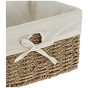 Vintiquewise(TM Seagrass Shelf Basket Lined with White Lining (Pack of 2)