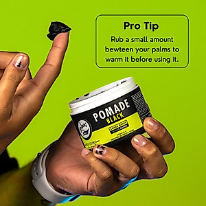 Rolda Black Pomade - Medium Hold With Radiant Shine - Grey Hair Coverage - Water-Based, All-Day, Flake-Free Formula