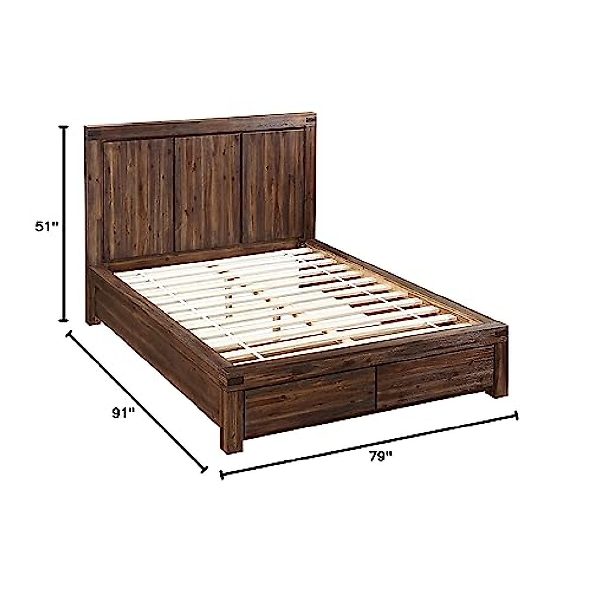 Modus Furniture Solid Wood Footboard-Storage Bed, California King, Meadow - Brick Brown