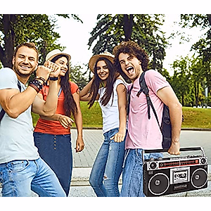 Riptunes Boombox Radio Cassette Player Recorder, AM/FM -SW1/SW2 Radio, Wireless Streaming, USB/Micro SD Slots, Aux in, Headphone Jack, Convert Cassettes to USB/SD, Classic 80s Style Retro, Black