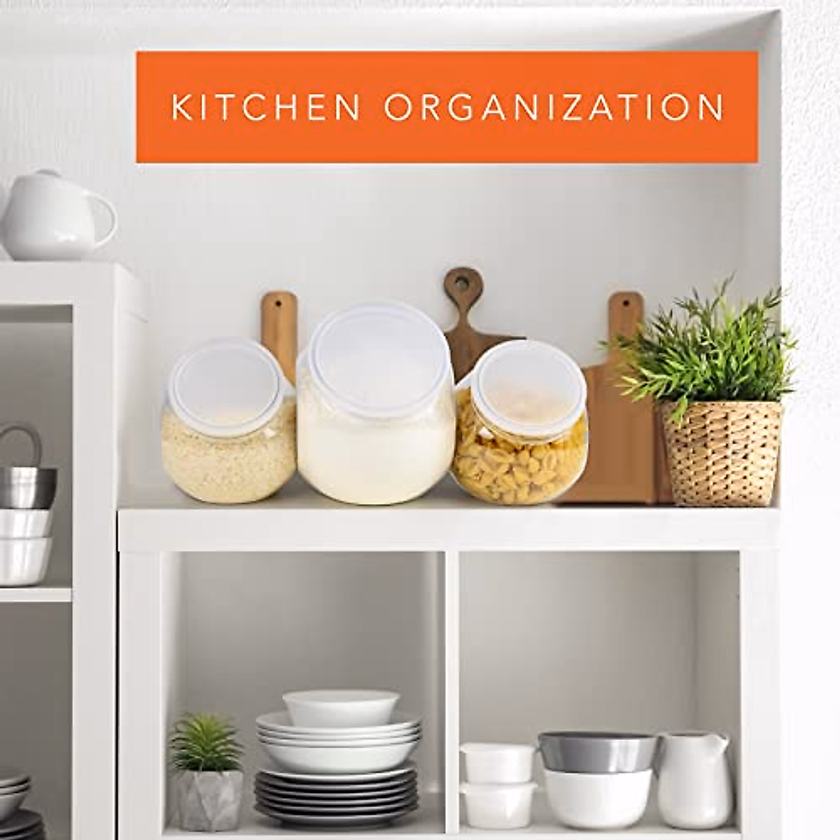 DilaBee Plastic Candy Jars with Lids for Candy Buffet - 3 Pack - 48 Oz Clear Cookie Jars for Kitchen Counter, Candy Dish for Office Desk, Home Storage Organizer & Party Table - Food Grade, BPA Free