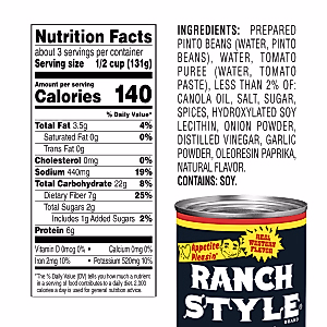 Ranch Style Canned Pinto Beans, Real Western Flavor, 15 oz. (Pack of 12)