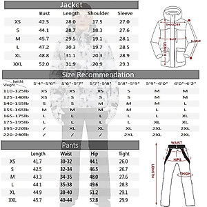 GS SNOWING Men's Jacket and Pants Set Insulated Waterproof Waterproof Snowboard Snowsuits for Snow Sport (Black02, L)