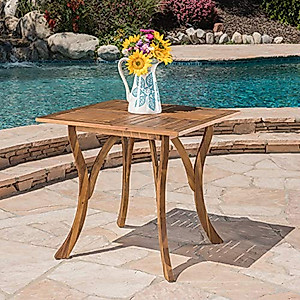 Christopher Knight Home Hermosa Acacia Wood Square Table, Teak Finish