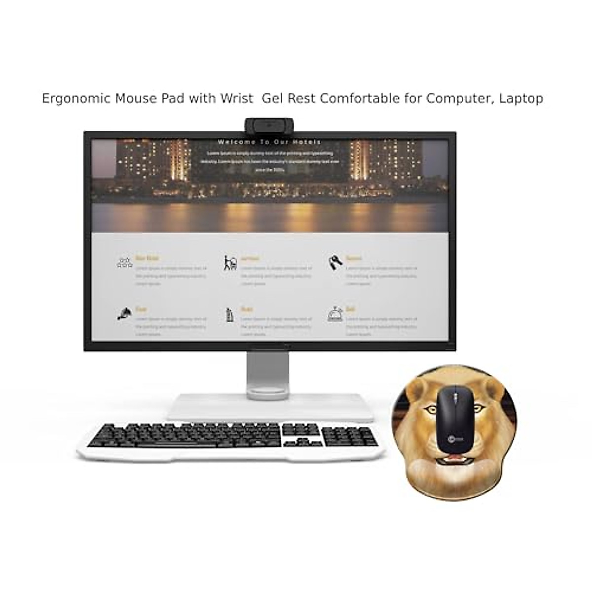 Ergonomic Mouse Pad with Gel Wrist Support,Mouse Mat Comfortable Mousepad with Smooth Wrist Rest Surface and Non-Slip Base for Pain Relief,Computer,Laptop,Office & Home, 9.4 x 8.1 in, Modern Design