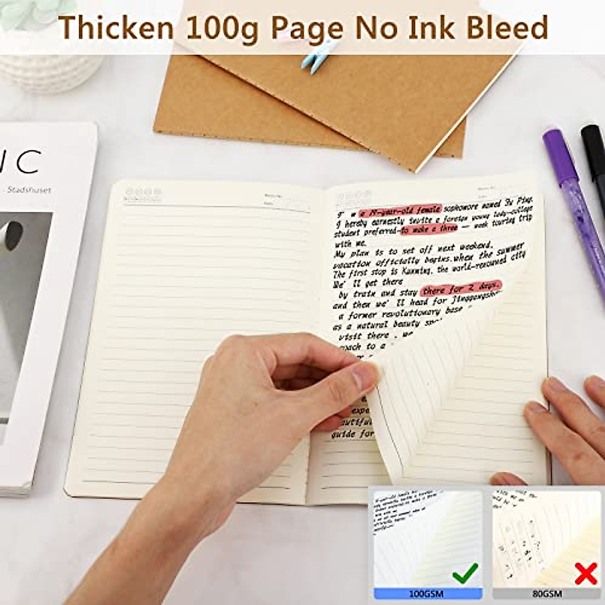 EUSOAR Lined Notebook, 36pcs A5 5.5" x 8.3" 60 Pages Soft Cover Travel Journal Set, Travel Notebook Journal, Drawing Notebook Notepad Sketchbook, Students Office Subject Diary Writing Notebooks