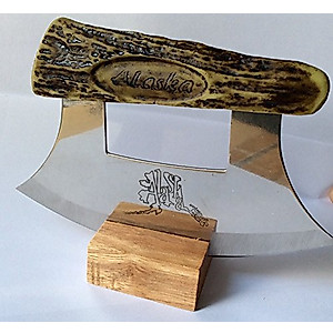 Alaska Ulu Cultured Antler with Etched Alaska Design Stainless Blade
