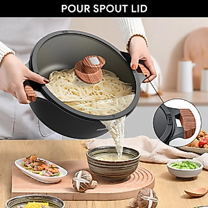 ITSMILLERS Nonstick Stock Pot,6.5 Qt Elegant Aluminum Ceramic Casserole with Pour Spout Lid, Induction Bottom