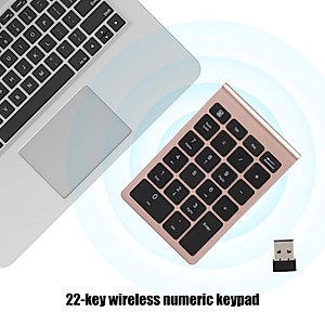 Pomya Bluetooth Number Pad, Numeric keypad,Portable 22Keys Numeric Keyboard,USB 2.4G Mini Keyboard for Laptop Desktop, PC, Pro,Notebook