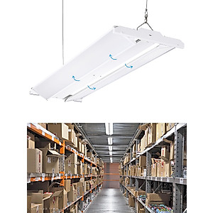 LEONLITE LED Linear High Bay Light 4FT, 225W 30375LM Adjustable Tilt Linear High Bay Shop Light, 135LM/W, 120-277V, 0-10V Dimmable Commercial Hanging Shop Lights for Warehouse, 5000K Daylight, ETL