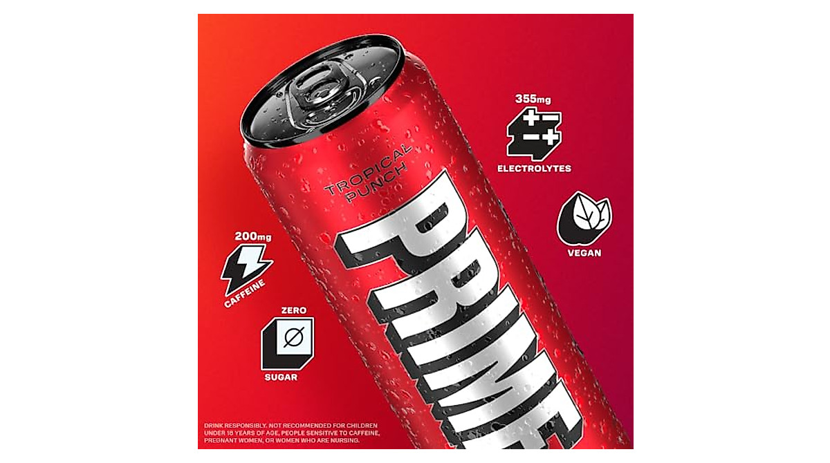 PRIME Energy Tropical Punch - Zero Sugar Energy Drink with 200mg Caffeine