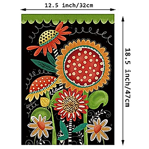 Spring Garden Flag Sunflower Black Summer Double Sided Burlap Vertical Holiday Seasonal Farmhouse Yard Outdoor Home Decorations 12.5 x 18 Inch