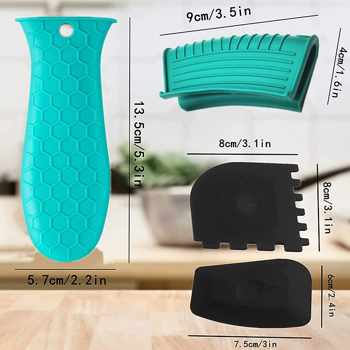 Silicone Hot Handle Holder,6PCS Pan Handle Sleeve Pot Holders Cover Green, Non Slip Rubber Pot Holders for Kitchen Heat Resistant, Handles Grip Covers for Cast Iron Skillets Frying Pans Casserole