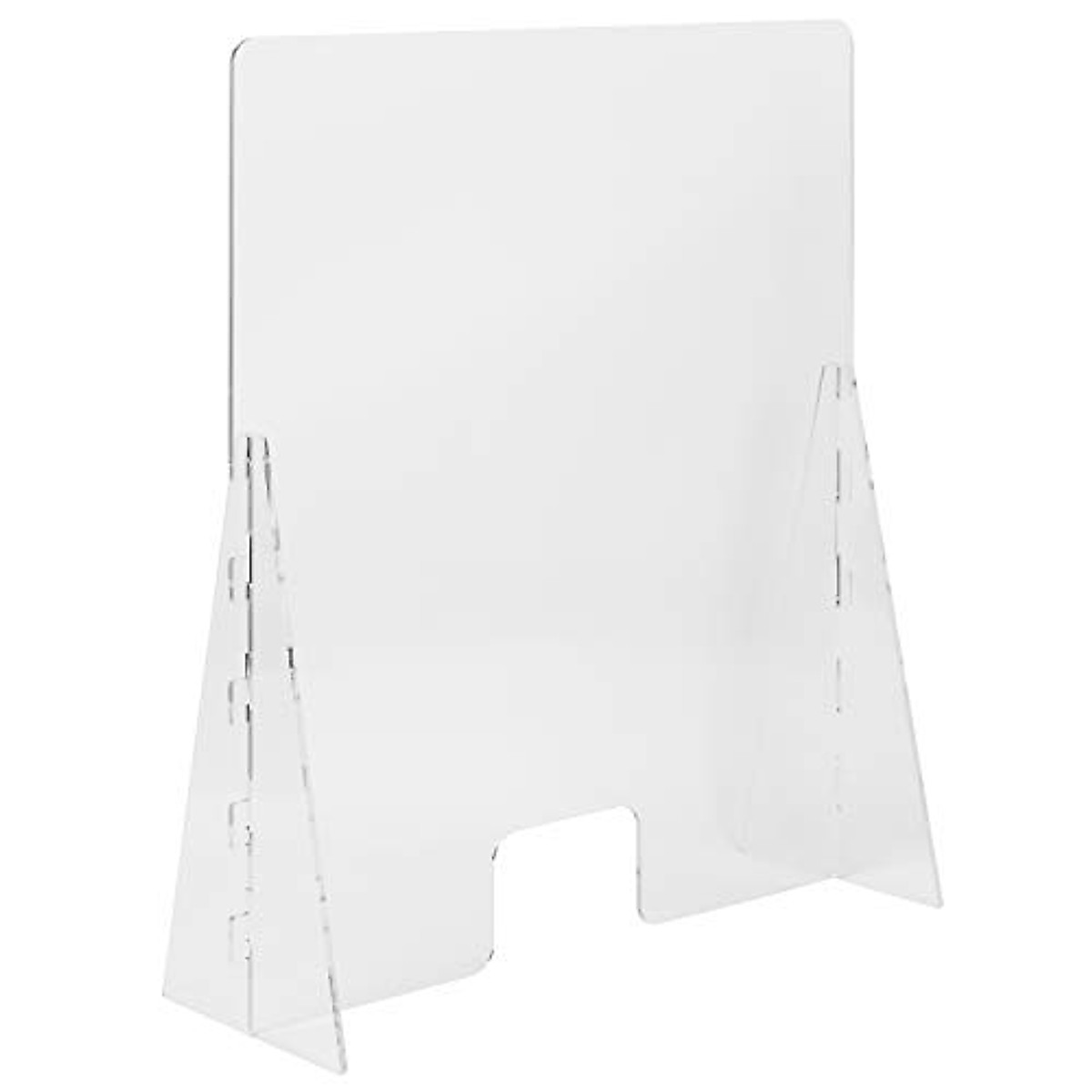 Flash Furniture Clear Freestanding Portable Protective Acrylic Sneeze Guard Plastic Panel Partition Shield for Cashier, Desk, Counter and Reception