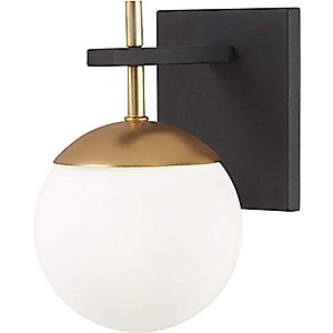 George Kovacs P1350-618 Alluria 1 Light Wall Mount, 75 Watt Total, Weathered Black w/Autumn Gold