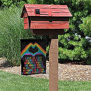 Love is Love Black Lives Matter Garden Flag For Outside, Double Sided BLM Lawn Sign, Revolution Movement Equality Social Vertical Flag Banner for Home Garden Yard Decorative 12 x 18 in