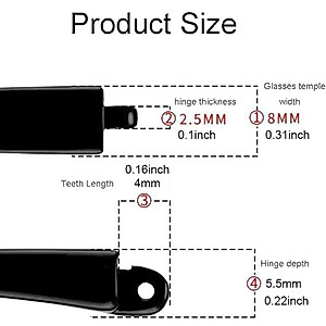 QYAJS 1 Pair TR90 Bright Black Glasses Replacement Glasses Replacement Temple Eyeglasses Arms Legs Screws and 3-in-1 Screwdriver (Single Straight Teeth 8mm)