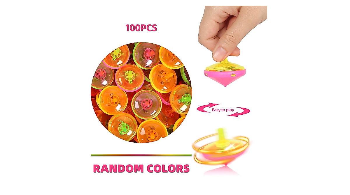 Light Up Spinning Tops - 100 LED Fun Party Favors