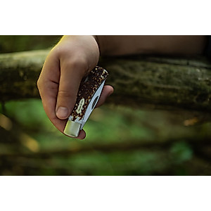 Uncle Henry Next Gen Staglon 5UH Bruin 6.5in Folding Knife with 2.8in Stainless Steel Drop-Point Blade and Staglon Handle for Hunting, Camping and EDC