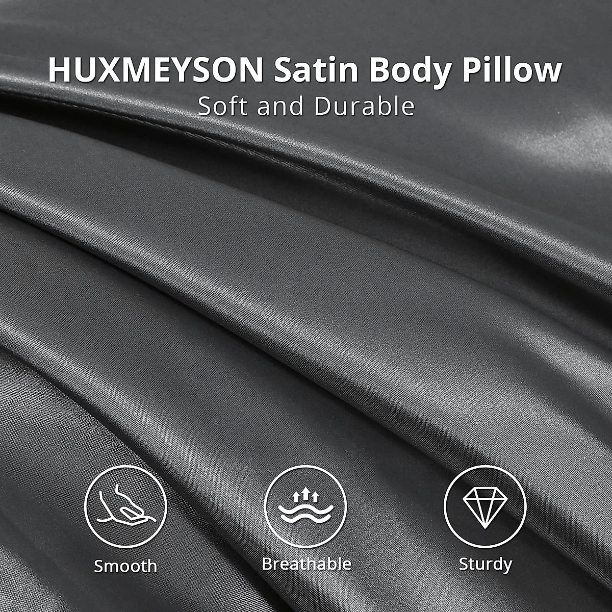 HUXMEYSON Body Pillow with Satin Pillowcase, Cooling Body Pillows for Adults, Long Pillow for Bed with Removable Cover, Grey (20"x54")