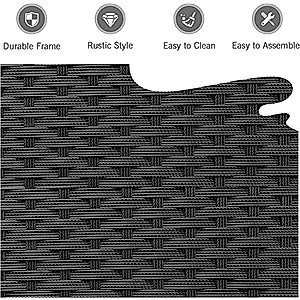 HAPPYGRILL 3 Pieces Patio Conversation Set PE Rattan Wicker Sofa Set with Cushions, Outdoor Furniture Set with Acacia Wood Coffee Table for Balcony Backyard Porch Garden