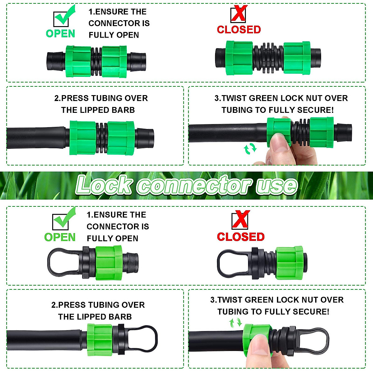 12 Pieces Drip Irrigation Coupling and Drip Irrigation Tubing End Cap Plug 1/2 Inch Universal Drip Irrigation Fitting Compatible with Most 16-17 mm Drip Tape AG Tubing Drip or Sprinkler Systems