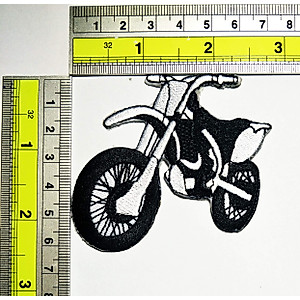 PARITA Set 3 Pcs. Motorcycle Motocross Racing Dirt Bike Off-Road Embroidery Patch Cartoon Kids Children Sign Symbol Logo T-Shirt Costume DIY Applique Embroidered Sew Iron on Patch (06)